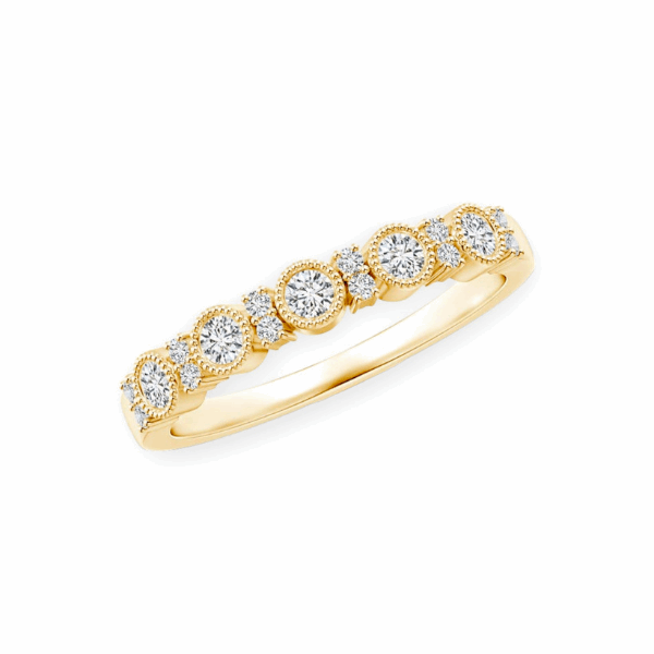 14K Solid Gold Round Stud Diamond Ring Band – Triple C Diamond's